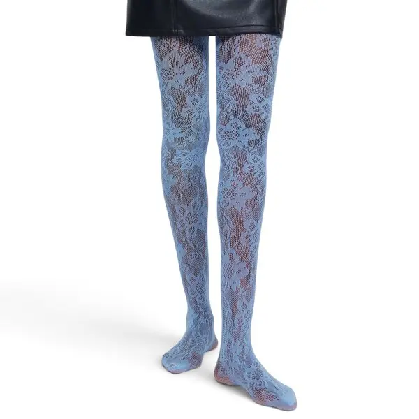 HIGH HEEL JUNGLE BY KATHRYN EISMAN Monet Lace Tights - Blue