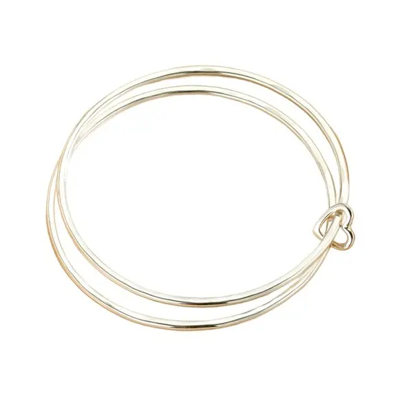 POSH TOTTY DESIGNS Sterling Double Bangle With Heart - Silver