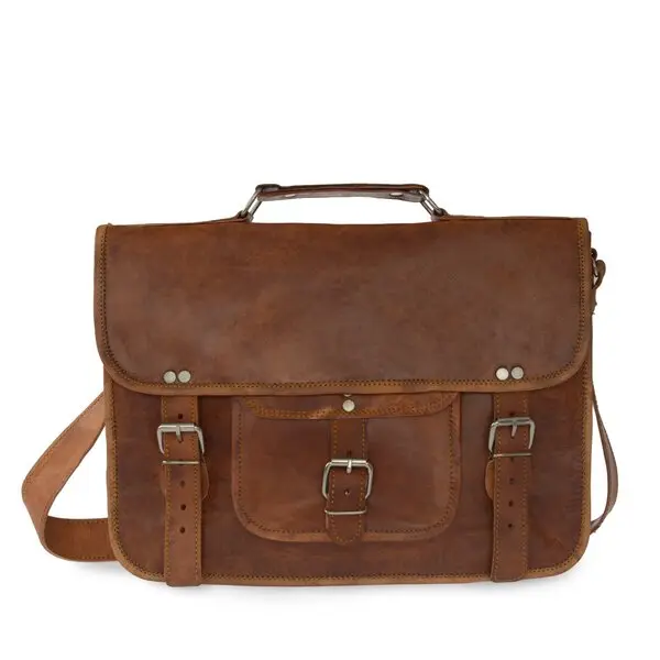 VIDA VIDA Vida Vintage Classic Leather Satchel Medium - Brown