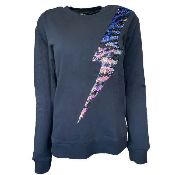 ANY OLD IRON Iridescent Zebra Reversible Sequin Lightning Sweatshirt - Black