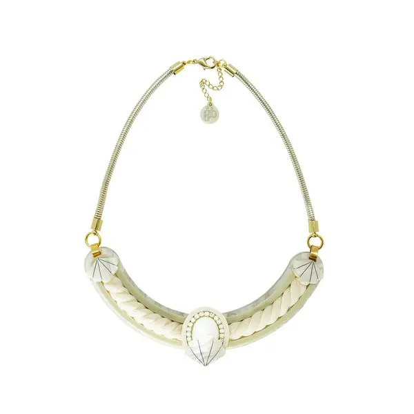 GISSA BICALHO Neutrals Handmade Necklace Shell And Pearl Cord Clay - Yellow