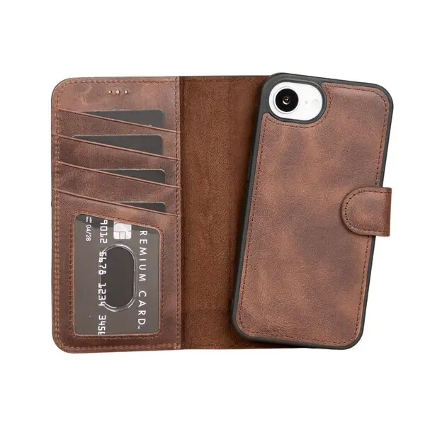 LEATHERE Iphone Onaltı E Leather Wallet Case Medium Brooklyn - Brown