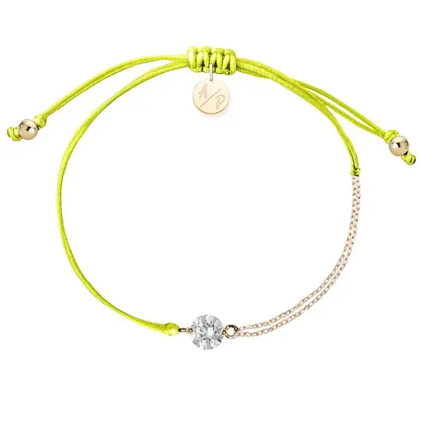 ADRIANA PAPPAS DESIGNS Cz Solitaire Bracelet On Colored Cord Neon - Yellow