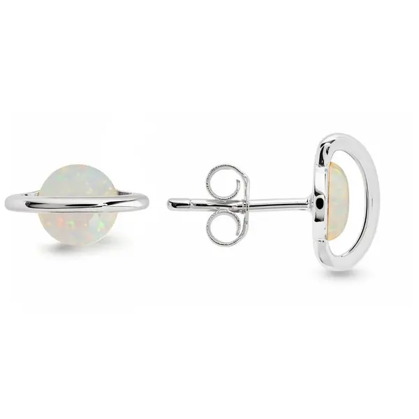 KYLIE HARPER Opal Saturn Planet Celestial Stud Earrings In Sterling - Silver