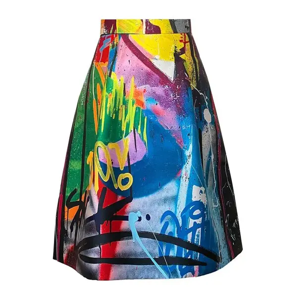 MAXJENNY Green / Blue Knee-length Skirt Street Art - Green/blue