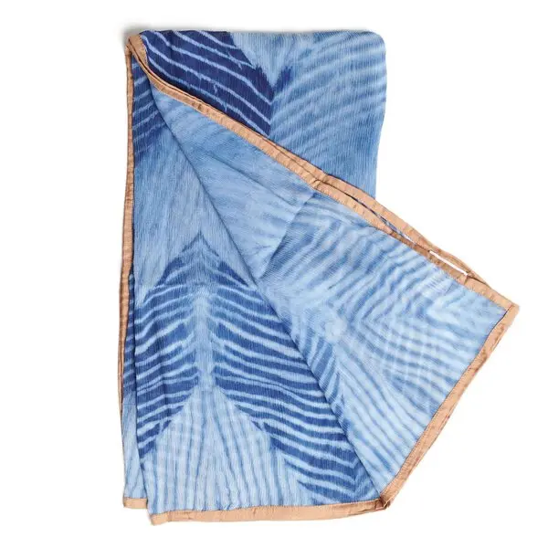 STUDIO VARIOUSLY Samu Indigo Hand Printed Shibori Silk Chiffon Scarf - Blue