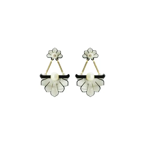 GISSA BICALHO Neutrals Handmade Acrylic Earring Daisy - Black