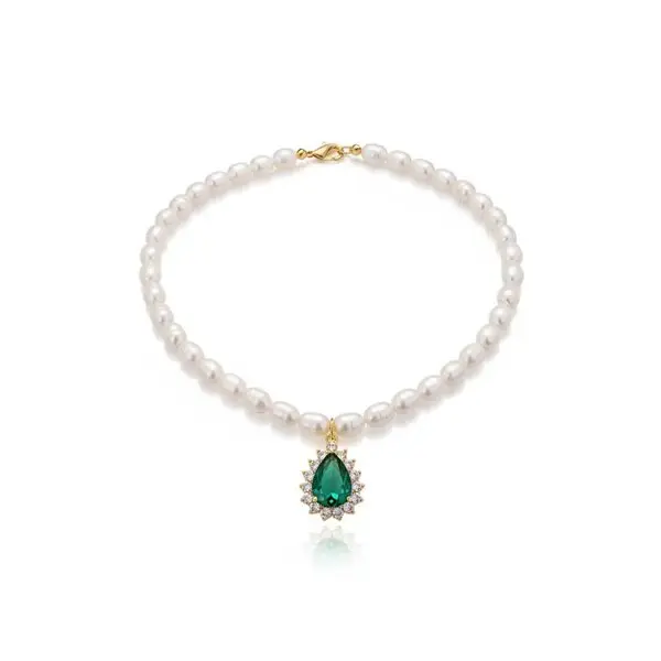 ANGEL BAROCCO Freshwater Choker Pearl Necklace - Green