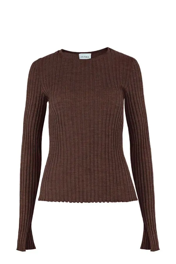 SALANIDA Brera Merino Long-sleeve Top Chocolate - Brown