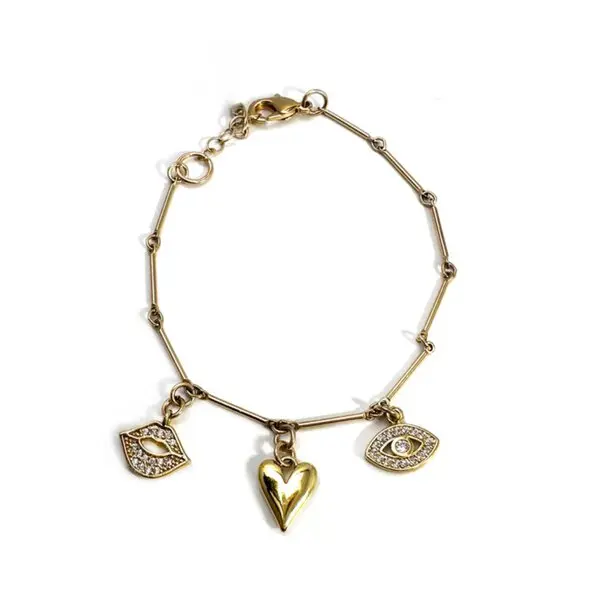 Rachel Nathan Chain: Love Letter Bracelet - Gold