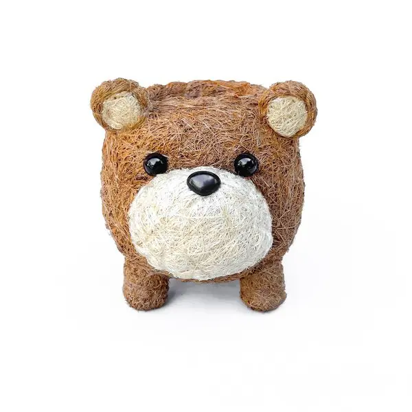 YUMI WEAVES Bear Plant Pot And Desk Organiser - Brown