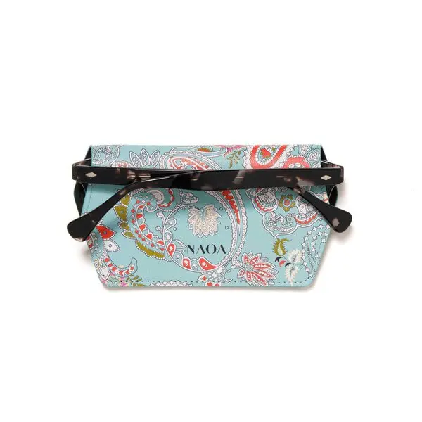 NAOA Blue / Brown Slim Glasses Case Paisley Print - Blue/brown