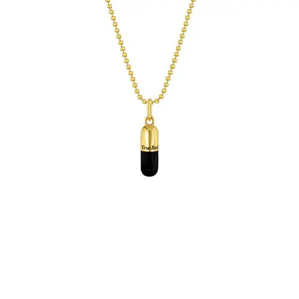 TRUE ROCKS Gold / Black 18kt Gold-plated & Black Small Pill Pendant - Gold/black