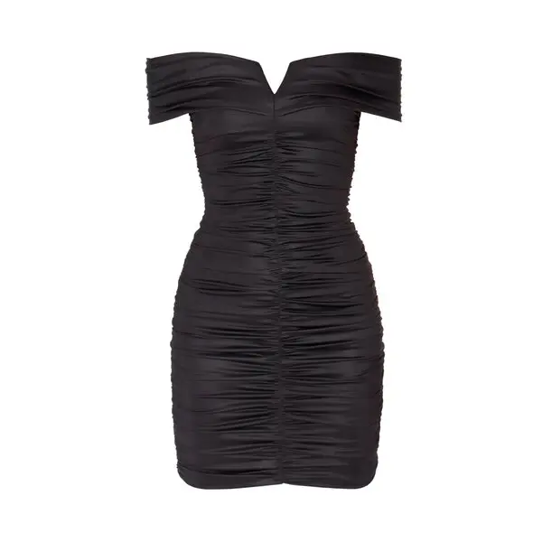 AGGI BY HALEWSKI Alexa Power Strapless Mini Dress With Draped Pleats - Black