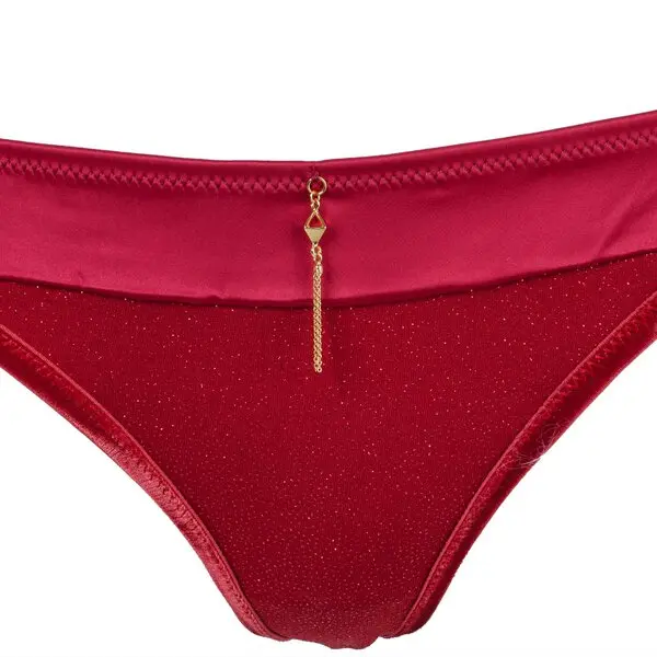 LES JUPONS DE TESS Guilty Iridescent Velvet Stripes Open Back Panty - Red
