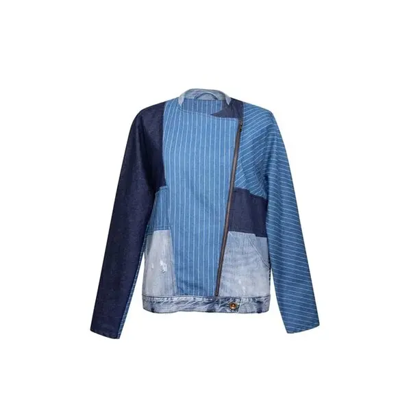 STORY WEAR Raglan Sleeve Biker Jacket - Blue