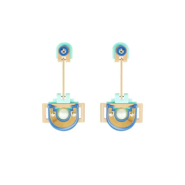 GISSA BICALHO Handmade Acrylic Earring Long Maya / Nude - Yellow