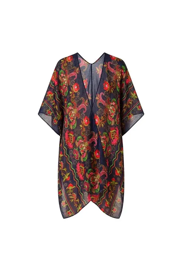 JAMES LAKELAND Navy Paisley Floral Kaftan - Blue