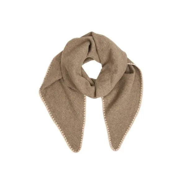Saachi Knitted Triangle Taupe Shawl Wrap - Brown