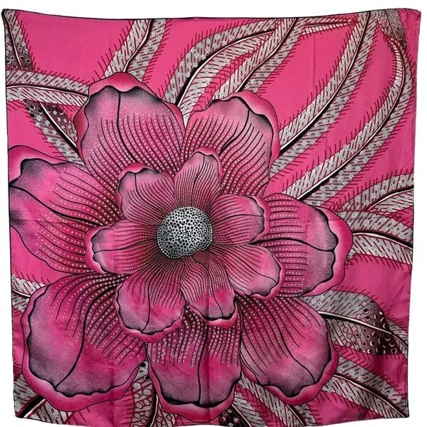 PERLAVERA Rihanna Giant Flower Silk Scarf - Pink