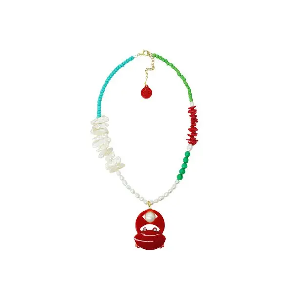 GISSA BICALHO Handmade Necklace Beads And Siri Pendant - Red