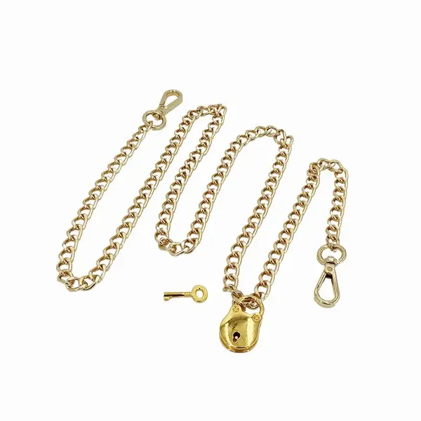 HILO DE MAR Hand-made Chain With Padlock And Key -medium Size - Gold