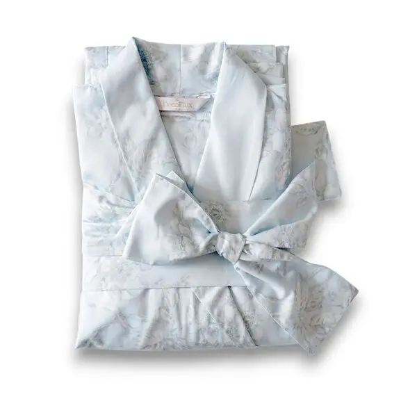 DECOFLUX HOME Classic Sateen Bathrobe Eden Light - Blue