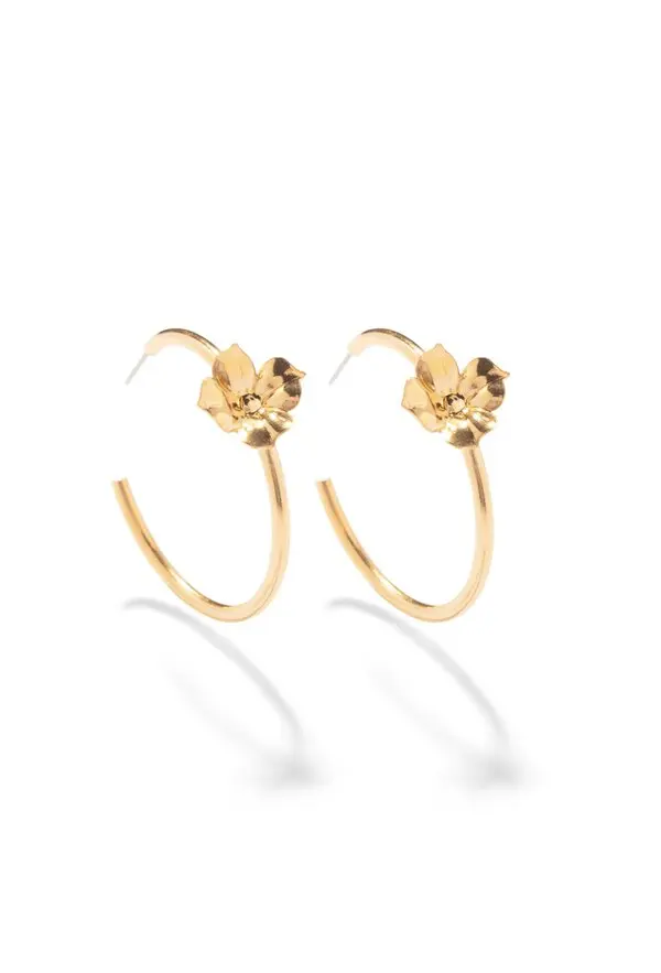 THE PINK REEF Floral Hoop - Gold