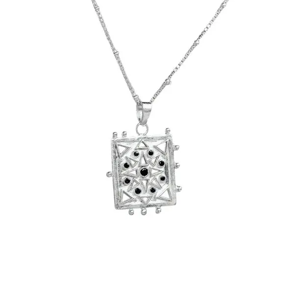 RIZE Silver / Black Udaipur Star Talisman Necklace Smoky Black Quartz - Silver/black