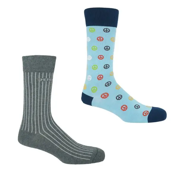 PEPER HAROW - MADE IN ENGLAND Peace Light & Recycled Ribbed Socks Bundle - Blue
