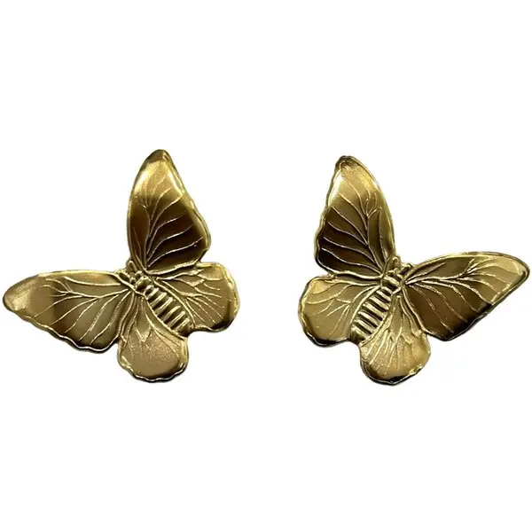 ACHALA HANDCRAFTED Statet Butterfly Plated Earrings - Gold