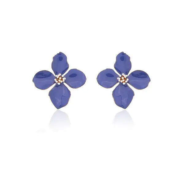 MILOU JEWELRY Very Peri Clover Flower Earrings - Yellow