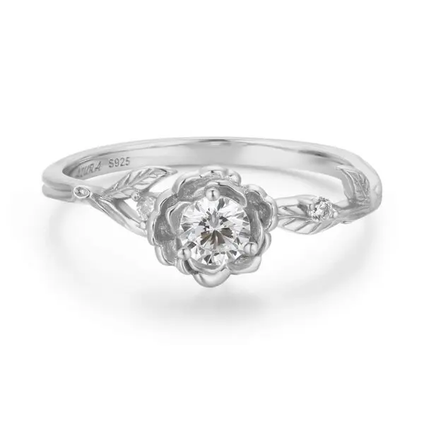 AZURA JEWELRY NEW YORK Forever Rose White Topaz Ring White Gold Vermeil - Silver
