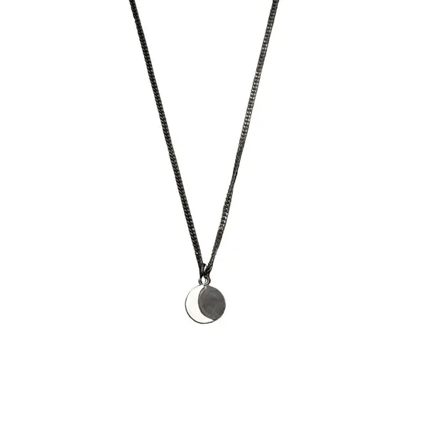 ZULA JEWELRY + DESIGN Black / Silver Moon Waning Necklace - Black/silver