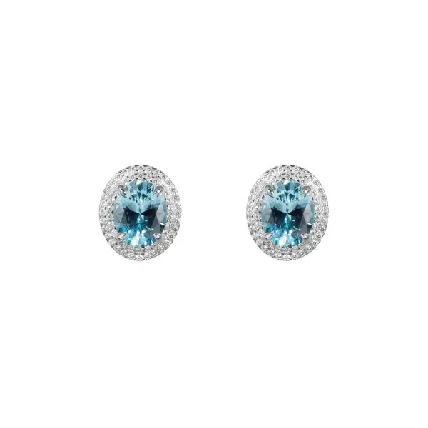 Arte Madrid Gemma Oval Stud Earrings London - Blue