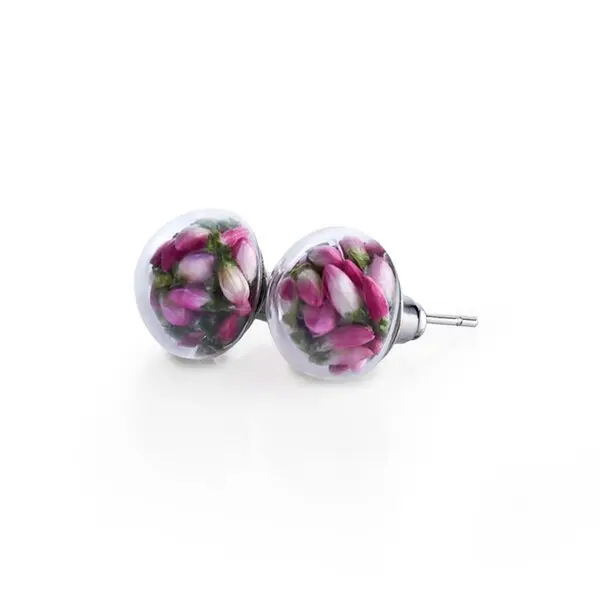 MY LITTLE NATURE Flower Earrings With Heather Blossoms Florals Collection Scottish Heather - Silver