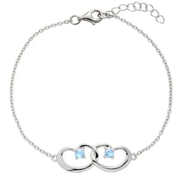 BELINDA JEWELZ Silver / Blue Aquamarine Interlocked Hearts Bracelet - Silver/blue