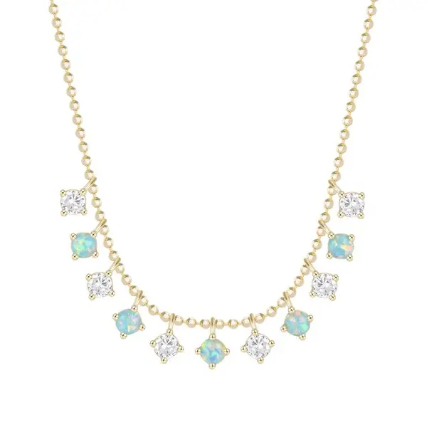 KAMARIA Lights In The Milky Way Opal Necklace On Ball Chain Clustered - Gold