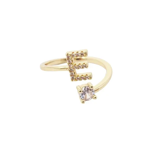 HARFI Plated Adjustable Personalised Initial Ring - Gold
