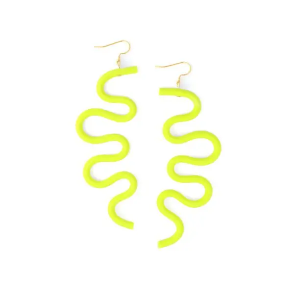 BY CHAVELLI Small Tube Squiggles Dangly Earrings In Neon - Yellow