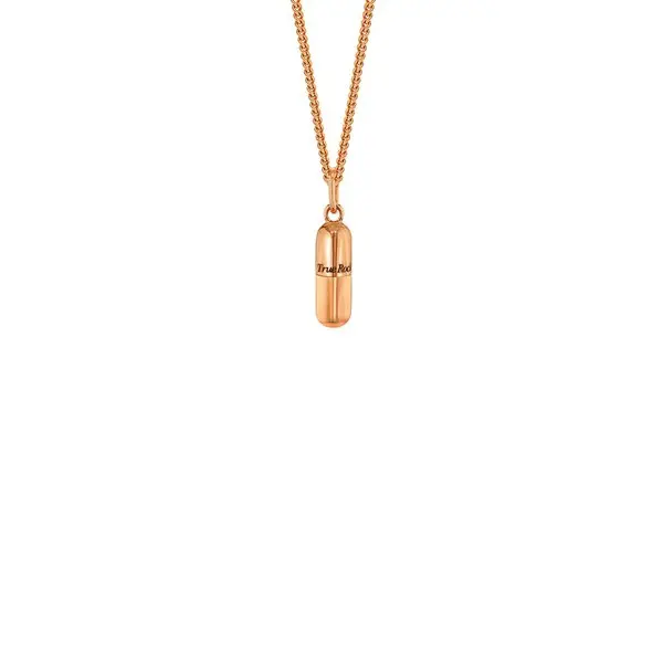 TRUE ROCKS 18kt Plated Mini Pill Pendent On Chain - Rose Gold