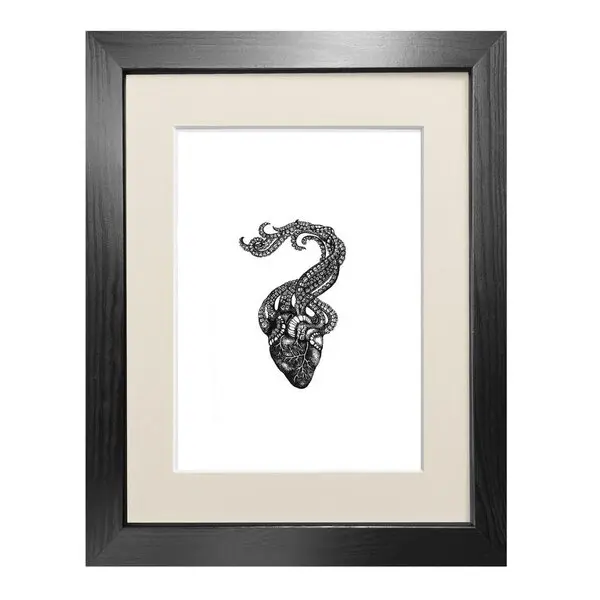 EMILY CARTER Organoctopus' Fine Art Print A5 - Black