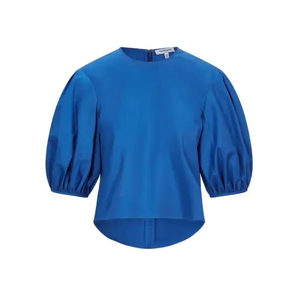FEMPONIQ Puff Sleeve Cotton Top - Blue