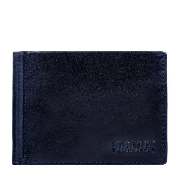 TIME RESISTANCE Leather Money Clip Wallet The Outsider - Blue
