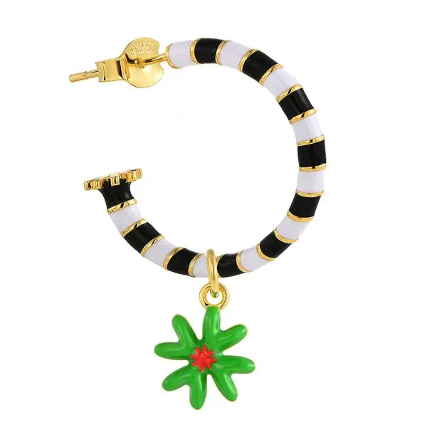 PINNOLE Green / White / Black Gold Lucky You Earring Mix Single - Green/white/black
