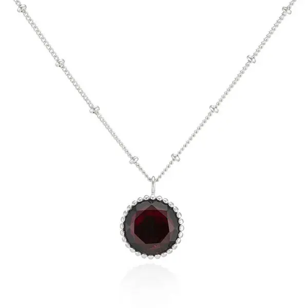AUREE JEWELLERY Barcelona Silver January Birthstone Necklace Garnet - Gray