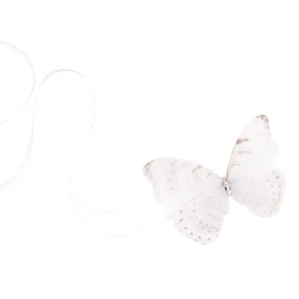 Oana Savu Butterfly Bridal Ribbon Tie Choker Necklace Ribbon - White