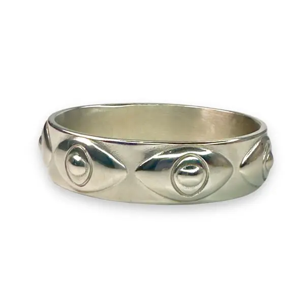 JAGGED HALO JEWELRY Athena Evil Eye Bangle Gold - White