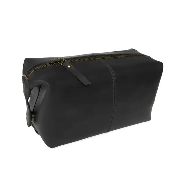 VIDA VIDA Classic Leather Wash Bag - Black
