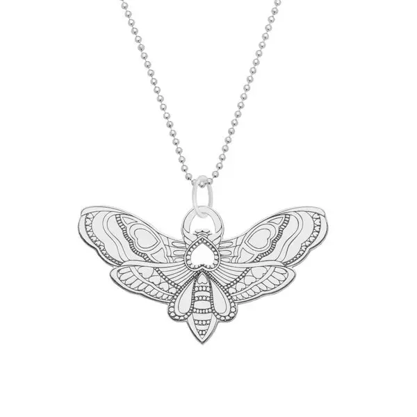 CARTERGORE Small Moth Pendant Necklace - Silver